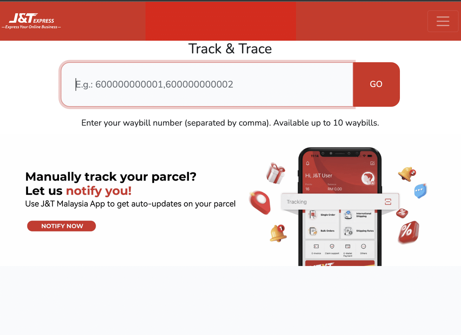 J&T Tracking Parcel Bungkusan JNT Express Online
