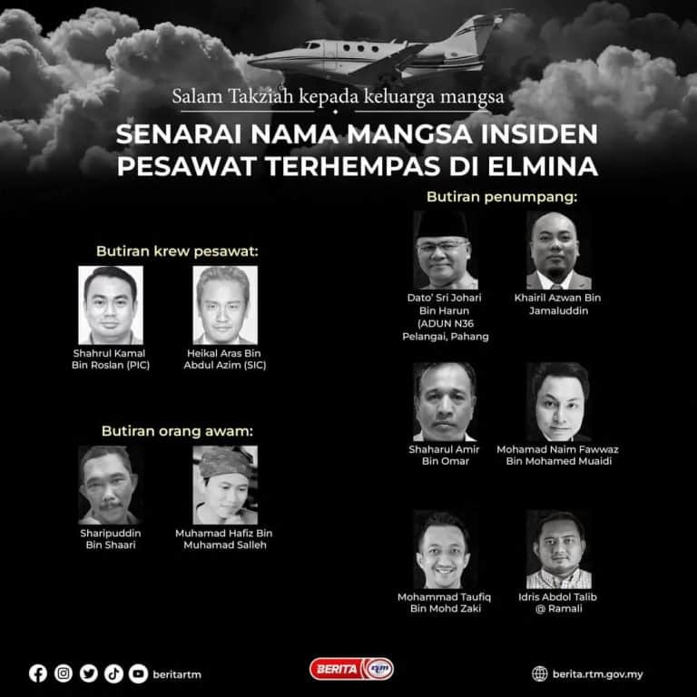 Senarai Mangsa Elmina Nahas Pesawat